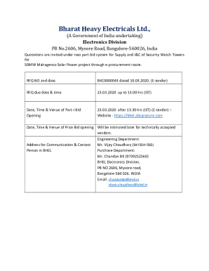 Fillable Online Bharat Heavy Electricals Ltd., +91 80 26989576 Fax ...