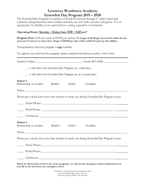 Fillable Online Extended Day Form.doc Fax Email Print - pdfFiller