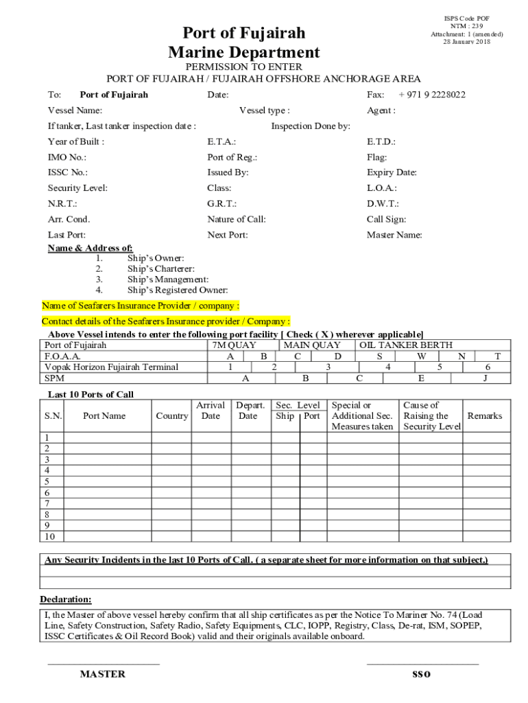 Fillable Online www.fujairahport.aeAttachment-1-ISPS-Form-1Port of ...