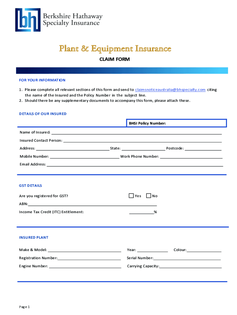 Fillable Online www.hdfcgi.comdownloadsClaimFormContractors Plant ...