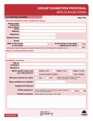 Fillable Online Art gallery group exhibition information kit and ...
