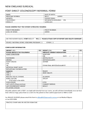 Fillable Online WEBSITEFOBT DIRECT COLONOSCOPY REFERRAL FORM.docx Fax ...