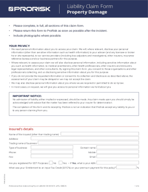 Fillable Online Notice of Claim Form - Municipal Excess Liability Fax ...