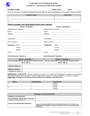 Fillable Online dakabinshs eq edu Application for student enrolment ...