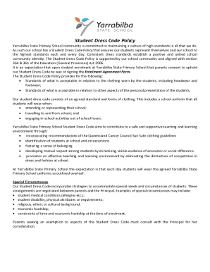 Fillable Online Student Dress Code Policy - Yarrabilba State School Fax ...