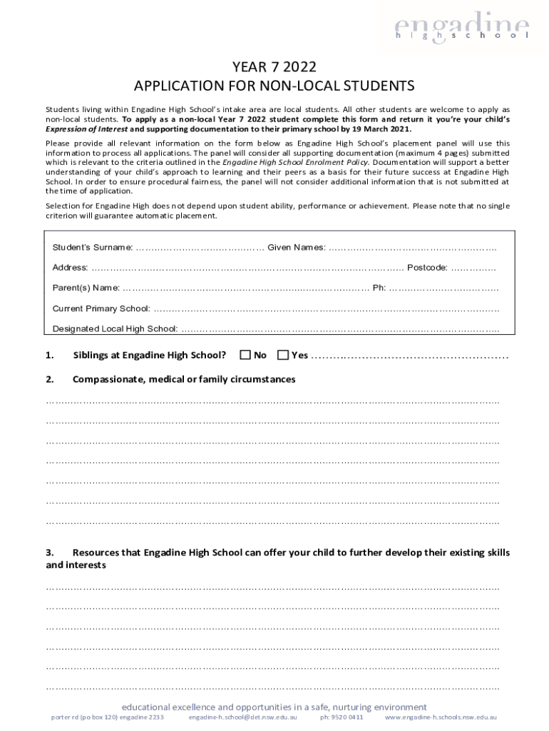 Fillable Online ehs nsw edu This application should be lodged at the ...