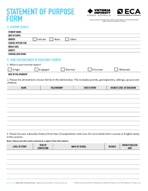 Fillable Online VU Sydney Statement of Purpose Form Fax Email Print ...