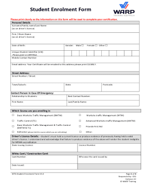 Fillable Online Student Enrollment Form Sample Fax Email Print - pdfFiller