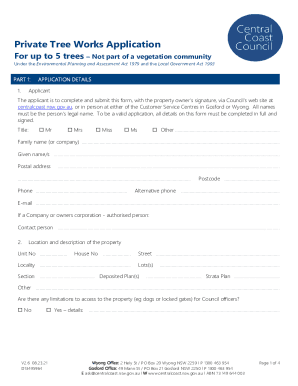Fillable Online Master - Private Tree Works Application Form - Aligned ...