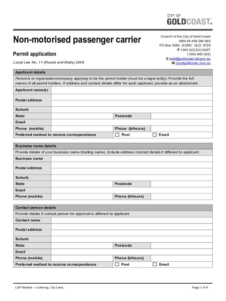 Fillable Online Non motorised passenger carrier permit application. Non ...