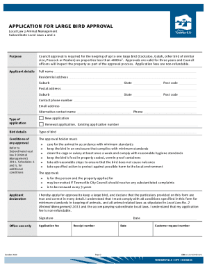 Fillable Online Application for Large Bird Approval Form Fax Email ...