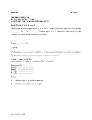 Fillable Online Form 60 - Caveat Fax Email Print - pdfFiller