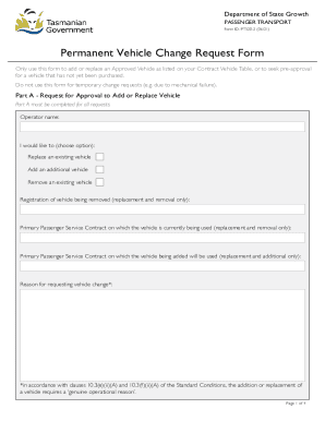 Fillable Online Permanent Vehicle Change Request Form - transport.tas ...