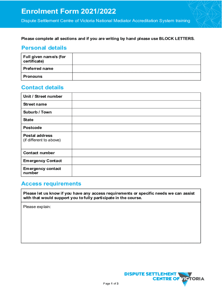 Fillable Online Dispute Assessment Officer - Fast Track Mediation and ...