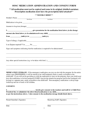 Fillable Online medication consent form OOSC.doc Fax Email Print ...
