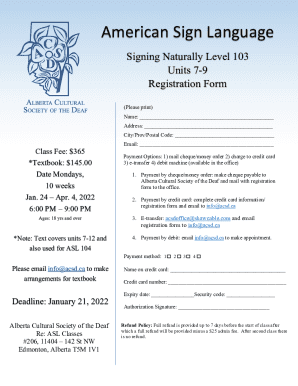 Fillable Online ASL Classes Registration Form L103.docx Fax Email Print ...