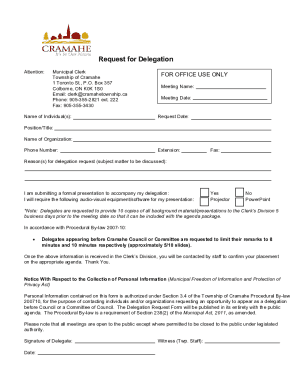 Fillable Online Request for Delegation Form. Council Fax Email Print ...