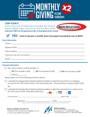 Fillable Online Monthly Donor Form Fax Email Print - pdfFiller