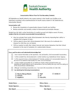 Fillable Online Immunization Waiver Form for Students Fax Email Print ...