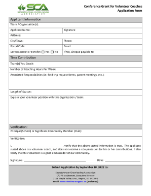 Fillable Online Conference grant for Volunteer Coaches Application Form 2018 Fax Email Print ...