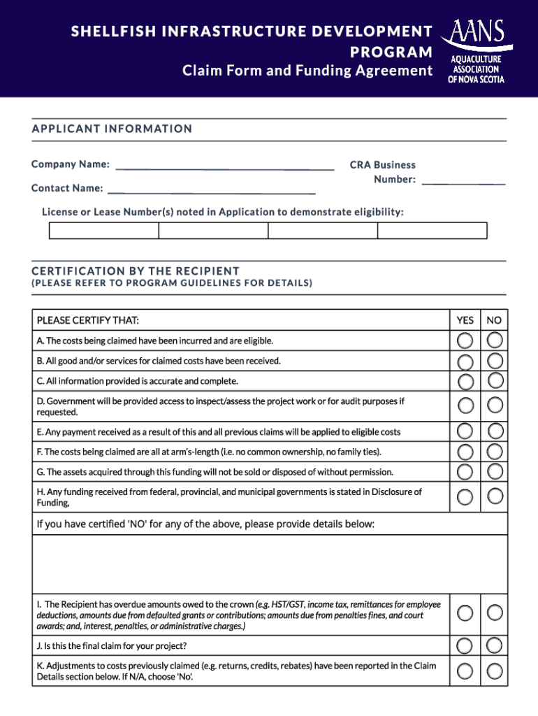 Fillable Online Shellfish Claim Form Fax Email Print - pdfFiller
