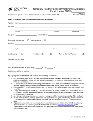 Fillable Online Temporary Roadway Encroachment Application Form Fax Email Print - pdfFiller