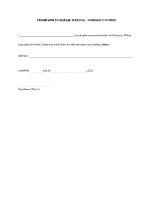 Fillable Online PERMISSION TO RELEASE PERSONAL INFORMATION FORM Fax ...