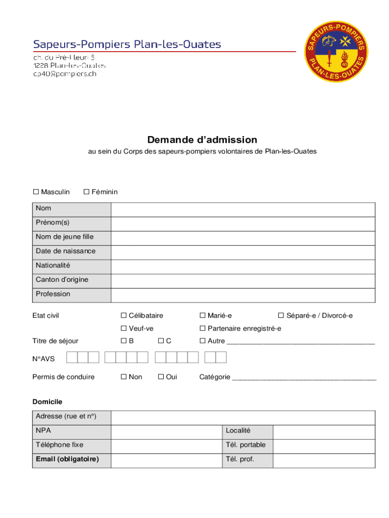 Remplissable En Ligne Devenir sapeur-pompier volontaire - Vocation Service PublicModle de lettre ...