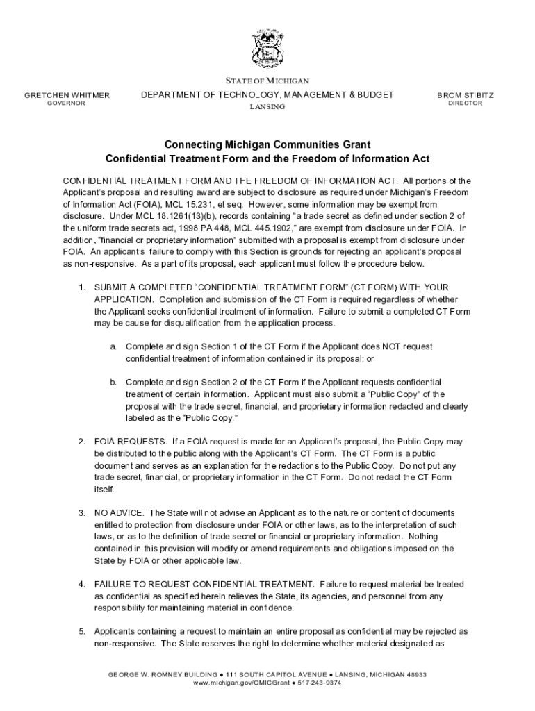 Fillable Online S MICHIGAN GRETCHEN WHITMER BROM STIBITZ DEPARTMENT OF ...