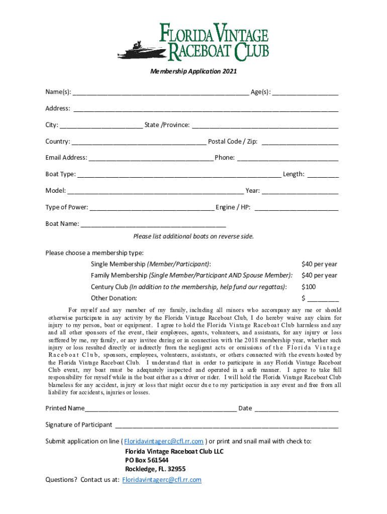 Fillable Online Club Membership Registration Form Fax Email Print ...