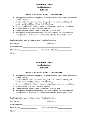 Fillable Online jdcpl.usuploadsBid-form-Silent-Auction-1Jasper Public ...