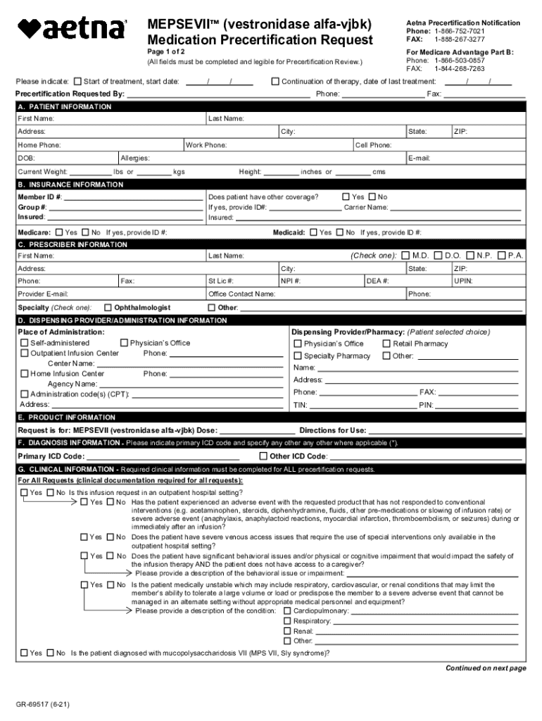 Fillable Online Fillable Online () Medication Precertification Request ...