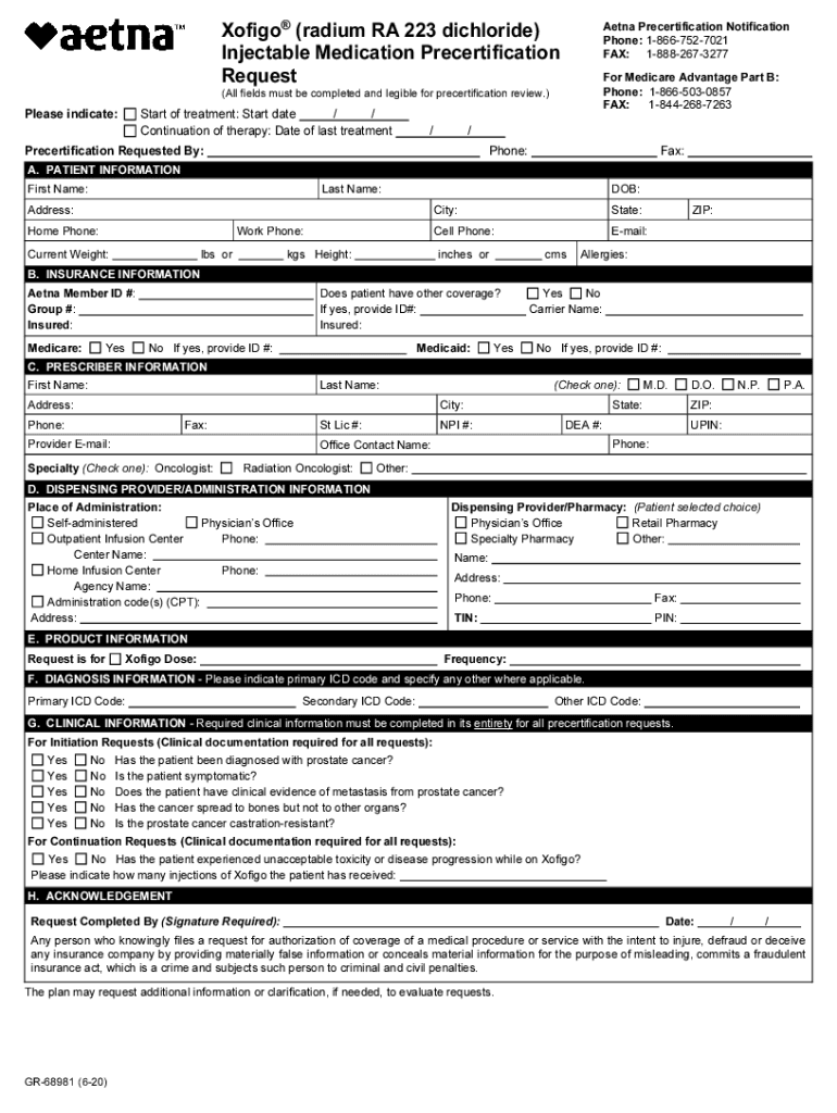 Fillable Online Xofigo (radium RA 223 dichloride) Injectable Medication ...