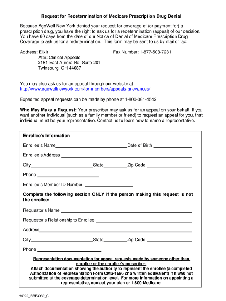 Fillable Online Request for Reconsideration of Medicare ... - AgeWell ...