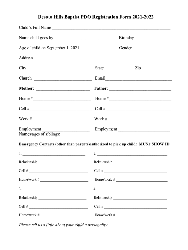 Fillable Online PDO Registration Form 2021-22.docx Fax Email Print ...