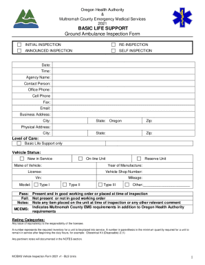 Fillable Online Basic Life Support Ground Ambulance Form. ambulance ...