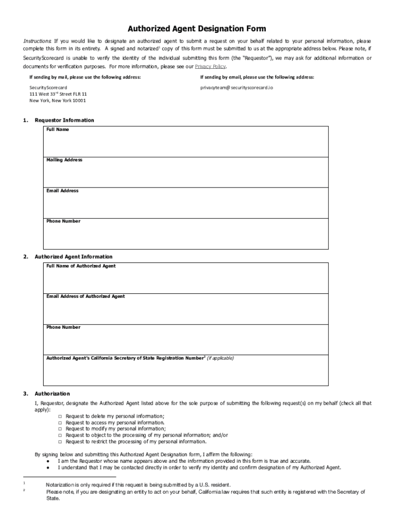 Fillable Online Agent Authorization Form - Marcos.com Fax Email Print ...