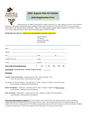 Fillable Online 2015 Augusta Plein Air Festival Artist Registration ...