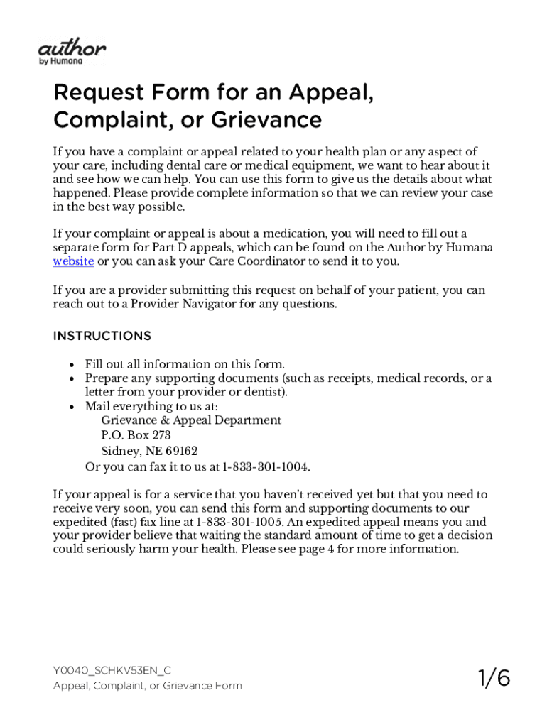 Fillable Online Medicare Appeal, Complaint, or Grievance Form Template ...