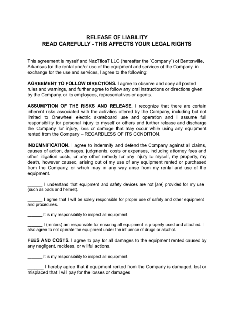 Fillable Online Release Of Liability Clause Samples Fax Email Print ...