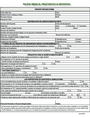 Fillable Online Spanish Patient Intake Form Fax Email Print - pdfFiller