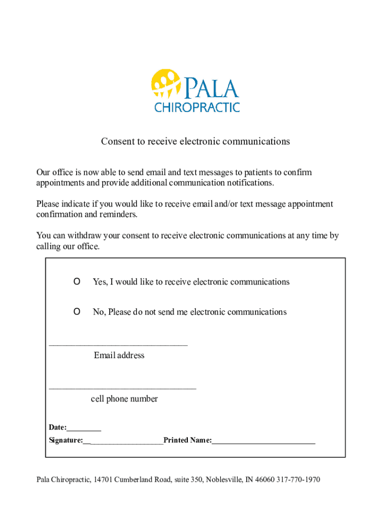 Fillable Online I CONSENT TO RECEIVE ELECTRONIC COMMUNICATIONS Fax ...