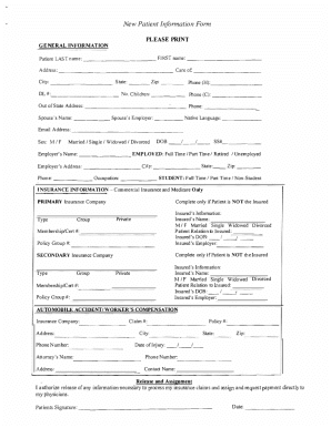 Fillable Online 21 General Patient Information Form - Free to Edit ...