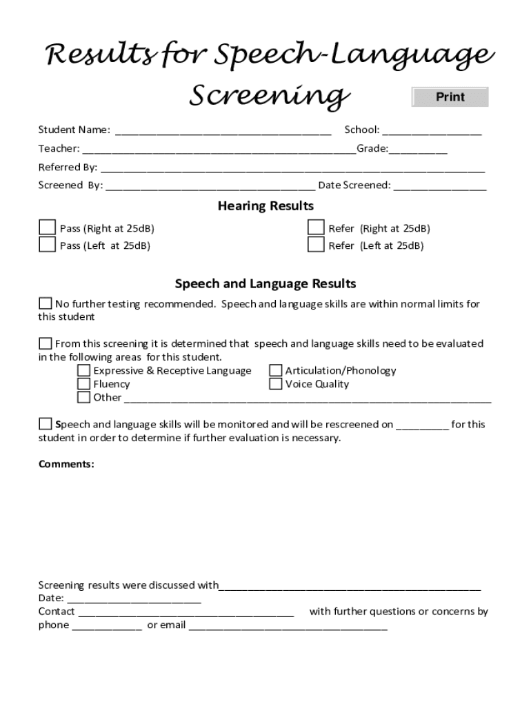 Fillable Online Speech-Language Evaluation Report Template Fax Email ...