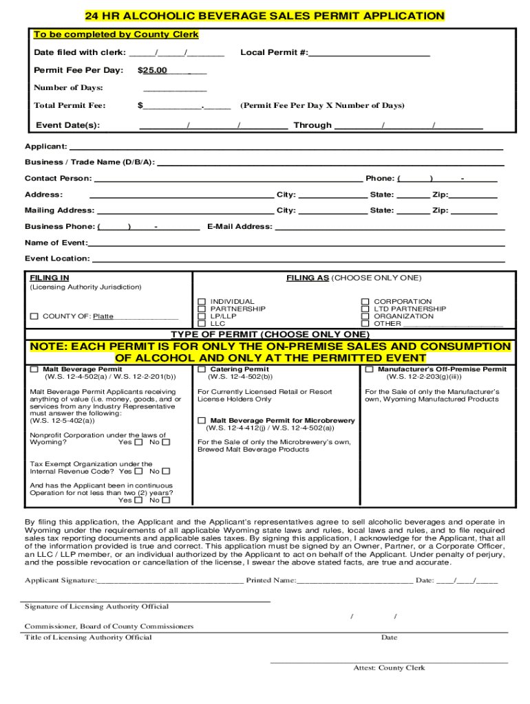 Fillable Online PERMIT VALID FOR ONLY ON-PREMISE SALES AND CONSUMPTION ...