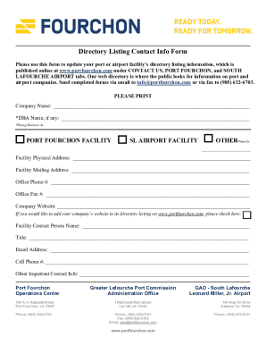 Fillable Online Directory Listing Contact Info Form Fax Email Print ...