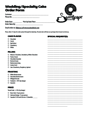 Fillable Online Custom Cake Order Inquiry Form TemplateJotform Fax ...