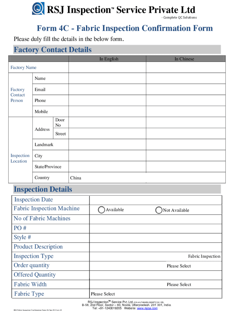 Fillable Online Fillable Online RSJ-Inspection Confirmation Form China ...