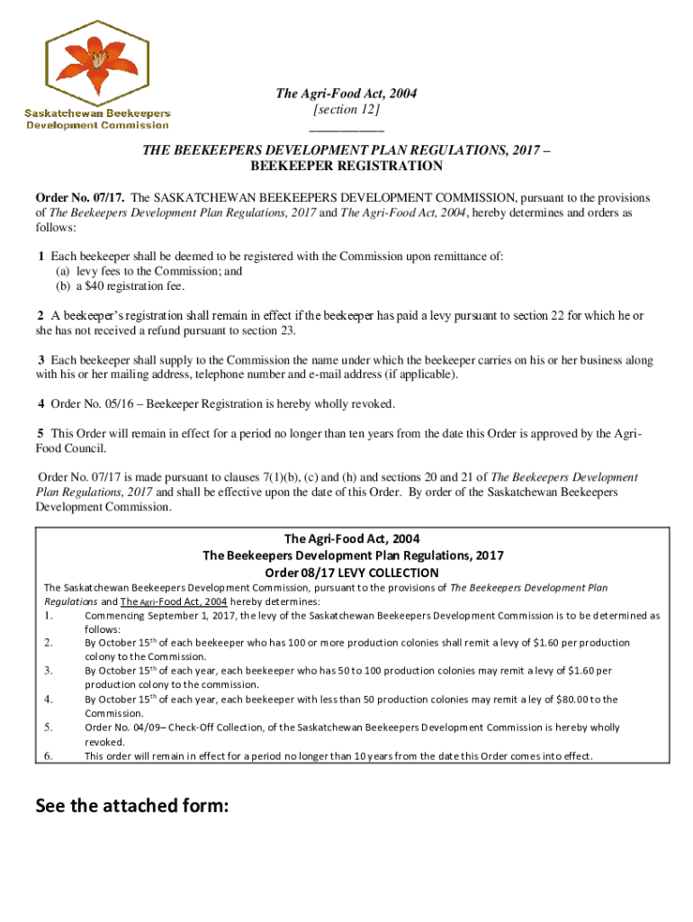 Fillable Online www.fdacs.govBees-ApiaryBeekeeper-RegistrationBeekeeper ...