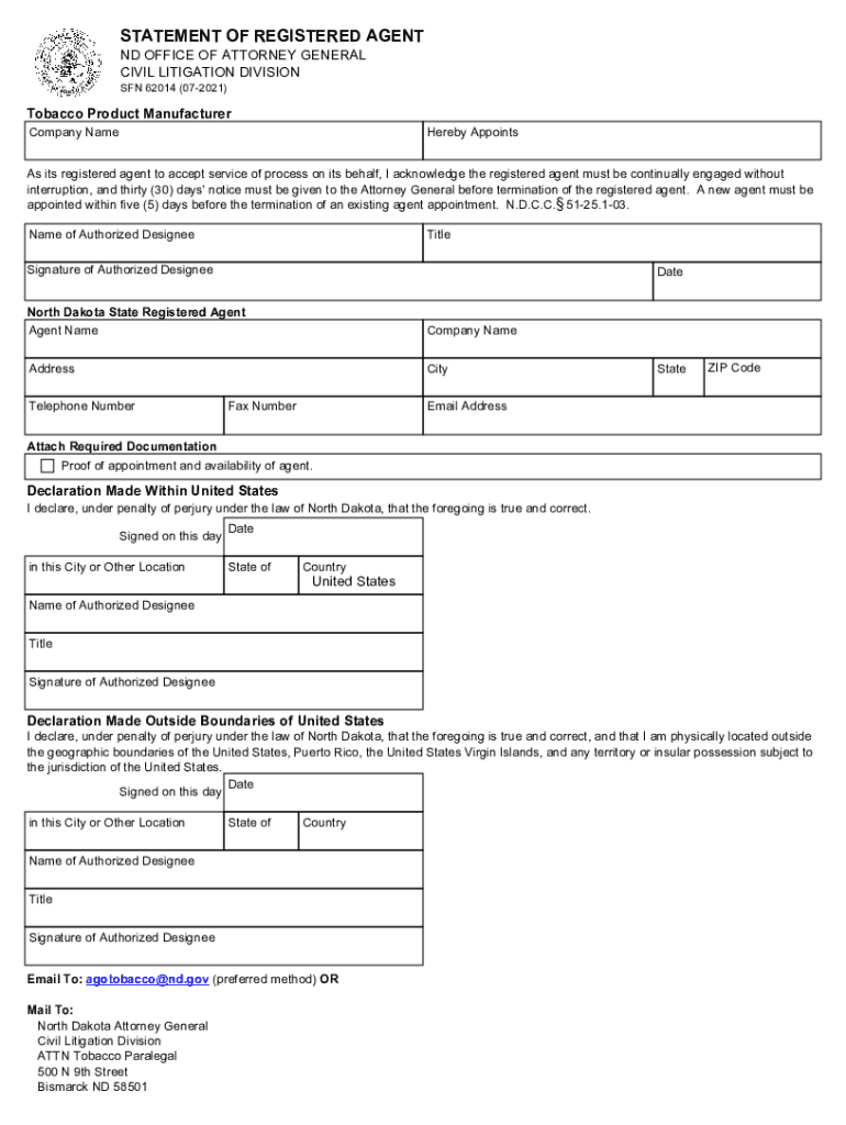 Fillable Online STATEMENT OF REGISTERED AGENT ND OFFICE OF ATTORNEY ...